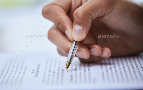 Closeup shot of an unrecognisable man going through paperwork Stock ...