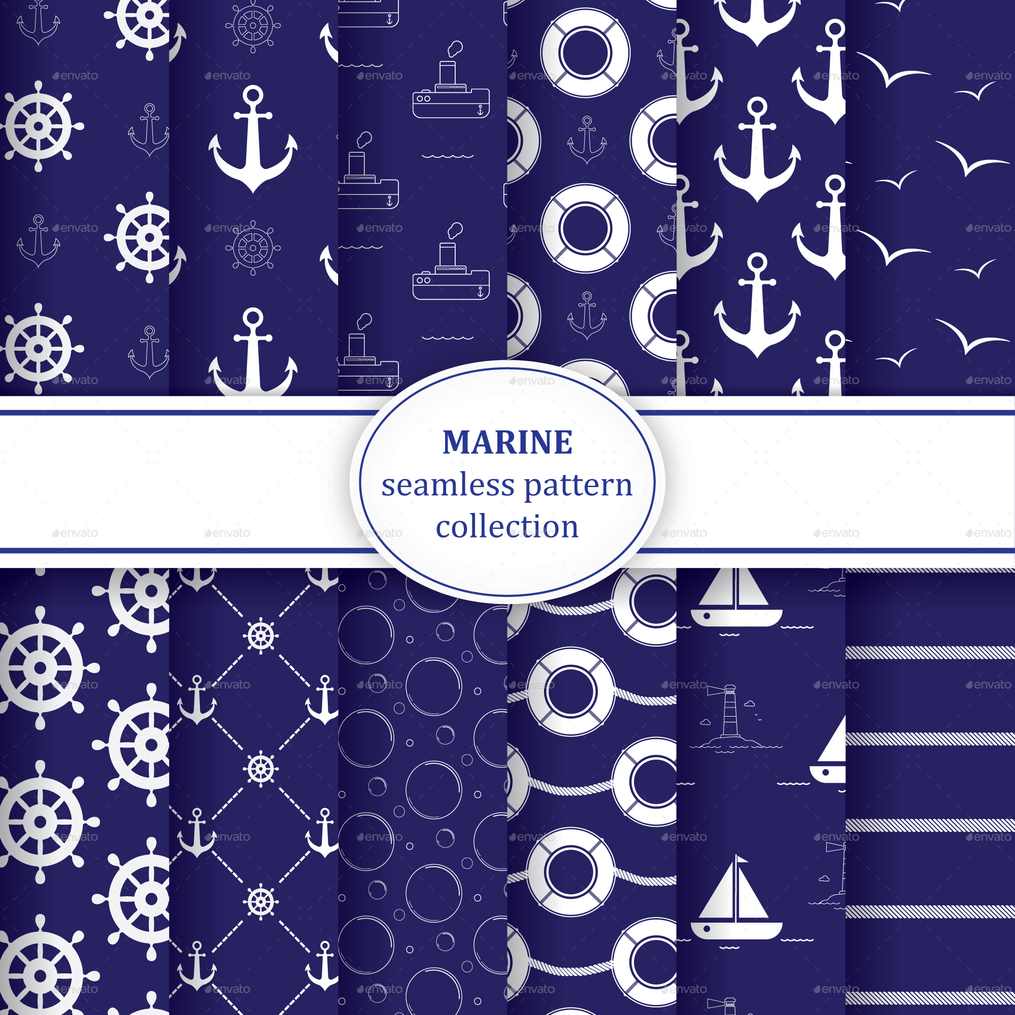 Marine seamless pattern, Vectors | GraphicRiver