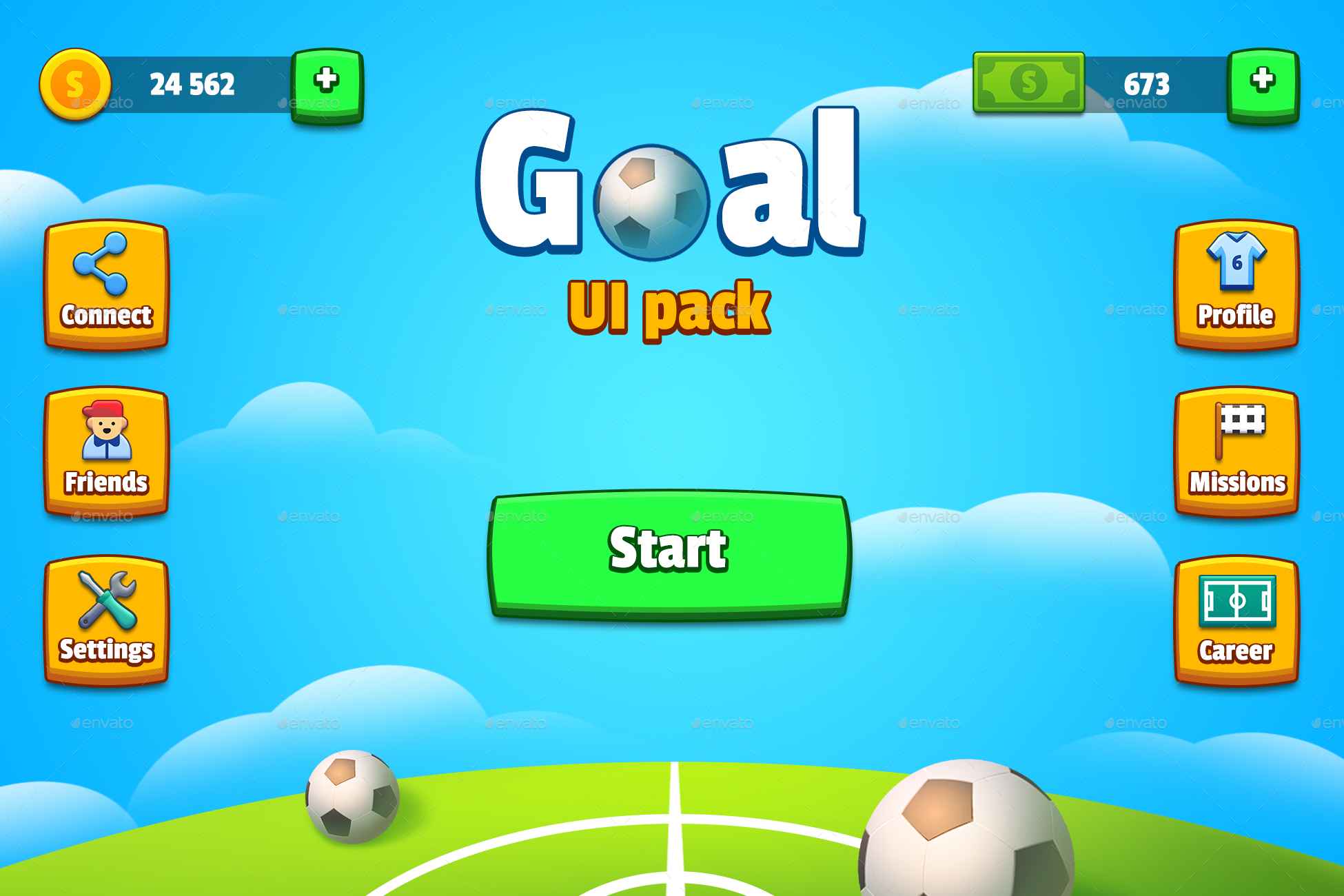 Goal / Football GUI pack, Game Assets | GraphicRiver