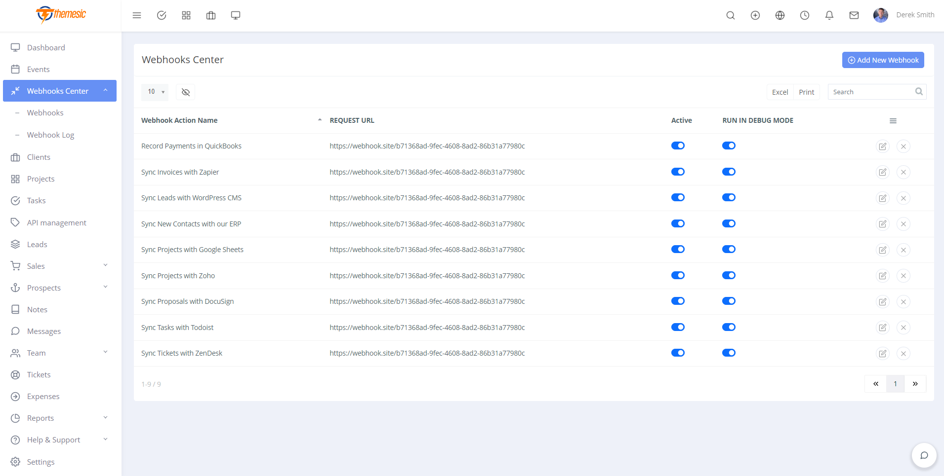 Webhooks plugin for RISE CRM - Connect RISE with every service by themesic