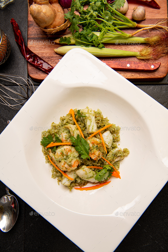 Delicious Thai food prepared by authentic Thai chefs Stock Photo by wosunan