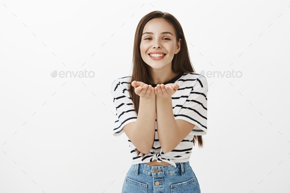 Sending best wishes with air mwah. Portrait of cheerful good-looking ...