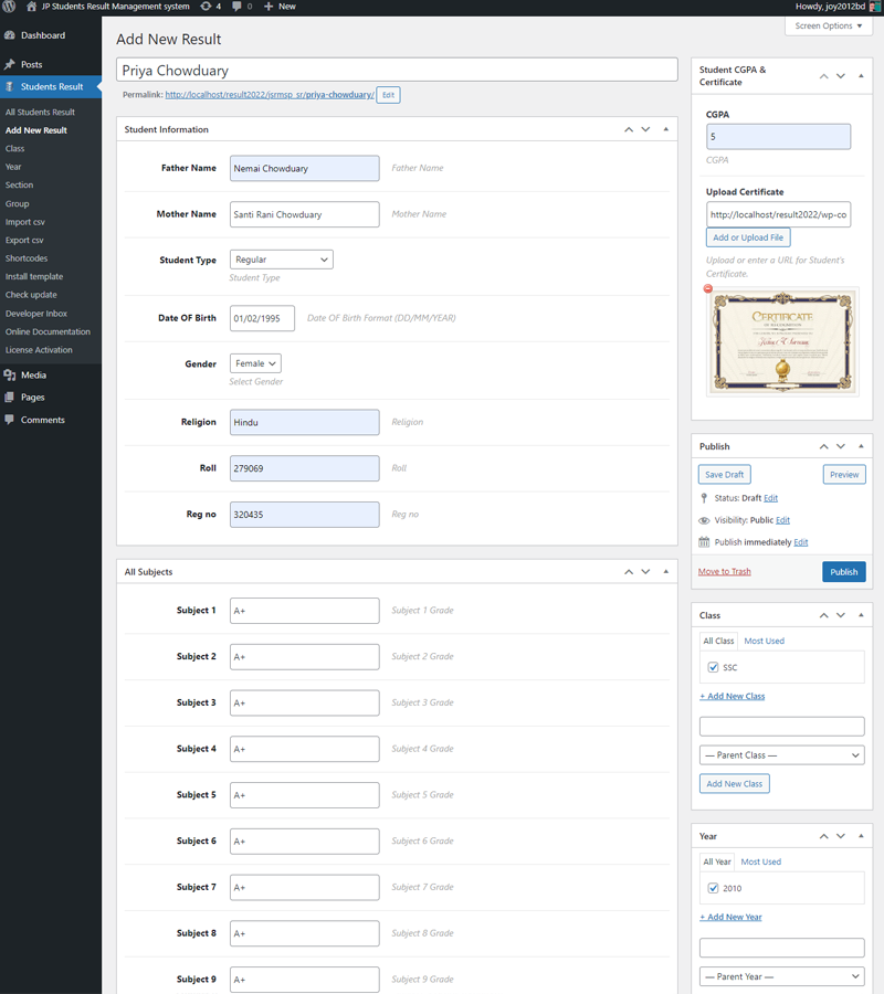 JP Students Result Management System Premium by joy2012bd | CodeCanyon