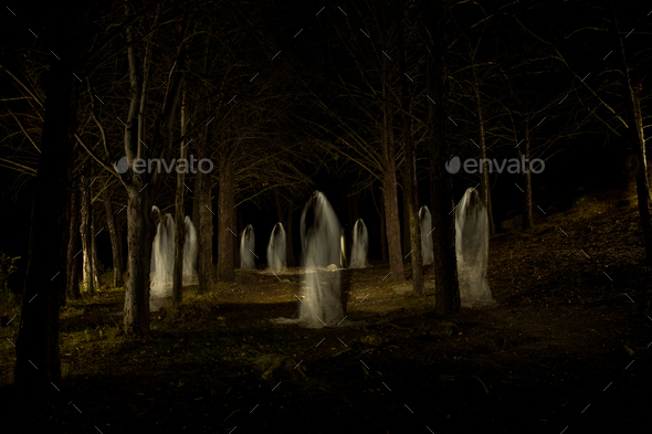 Ghost family in the dark forest Stock Photo by Luisbaneres | PhotoDune
