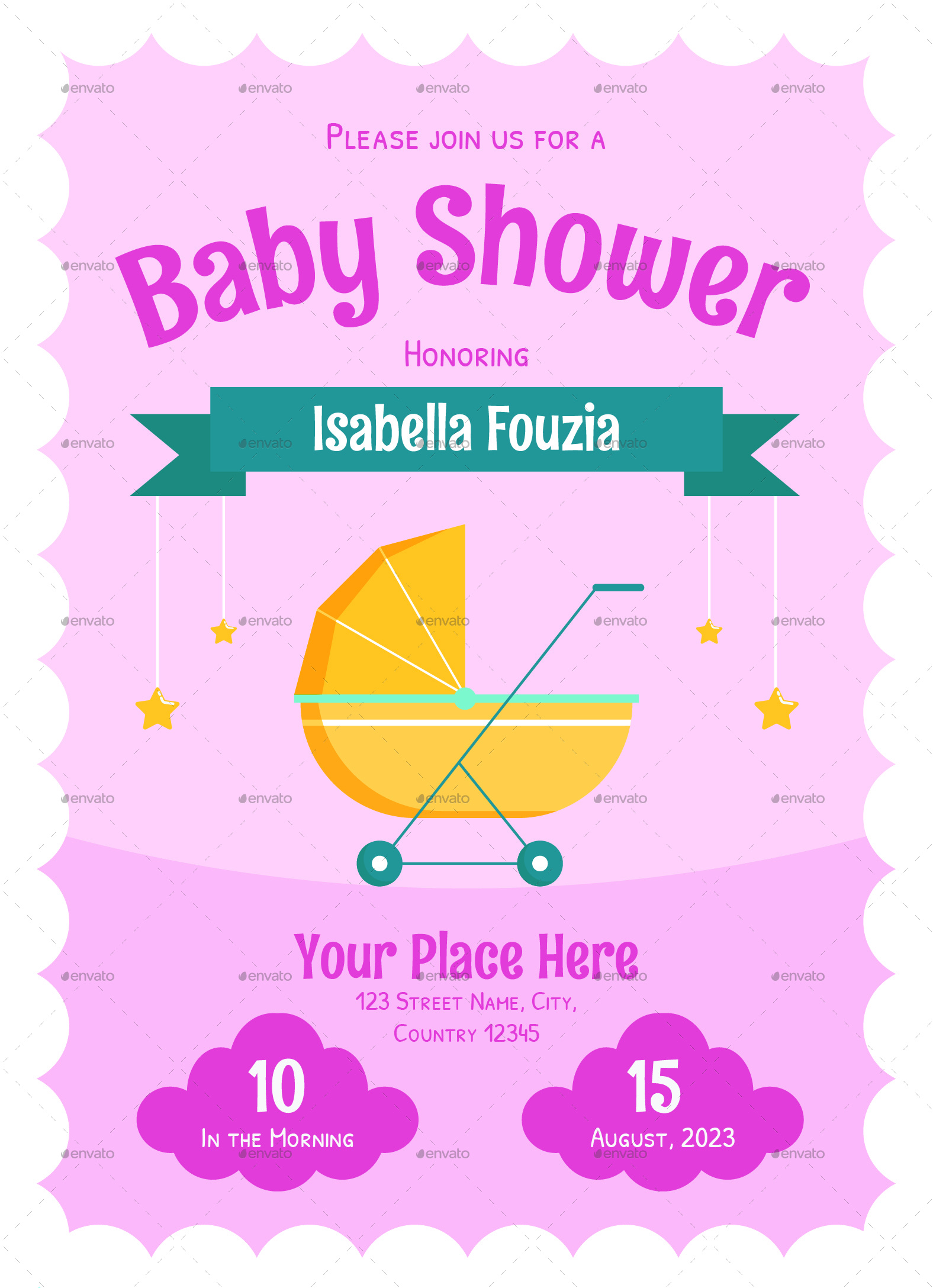Baby Shower invitation, Print Templates | GraphicRiver