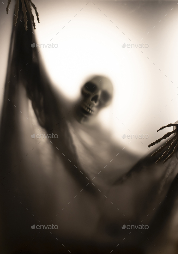 Shadow blur of horror skeleton. Halloween background. Stock Photo by ...