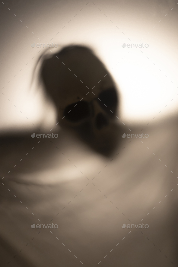 Shadow blur of horror skeleton. Halloween background. Stock Photo by ...