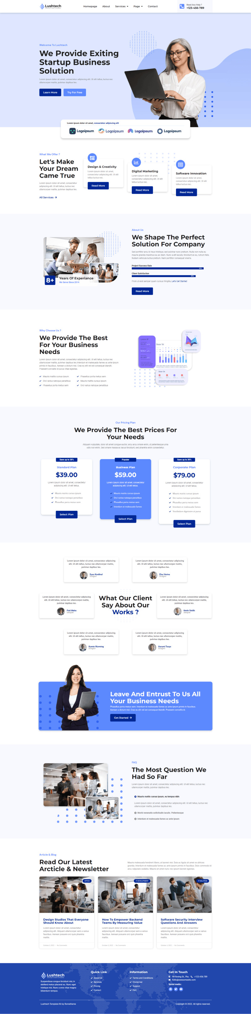 Lushtech - Startup & SaaS Elementor Pro Template Kit by Rometheme | ThemeForest