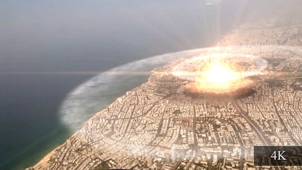 Atom Nuclear Bomb Exploding Over City, Motion Graphics | VideoHive