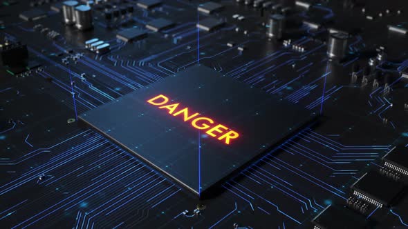 Central processor on a printed circuit board. inscription on the chip ...