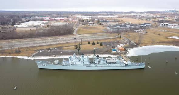 USS Edson Navy Destroyer decommissioned in Bay City Michigan with drone ...