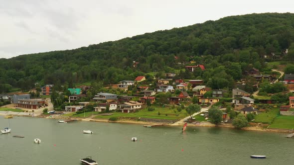 Aerial view of the Domasa reservoir in Slovakia, Stock Footage | VideoHive