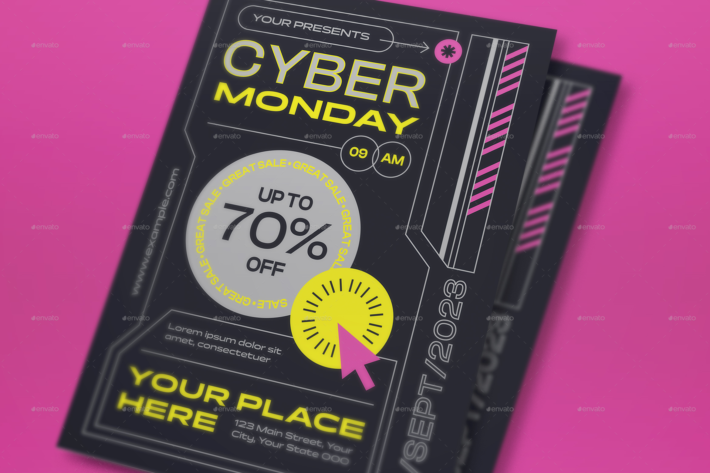 Black Edgy Cyber Monday Flyer Set, Print Templates | GraphicRiver