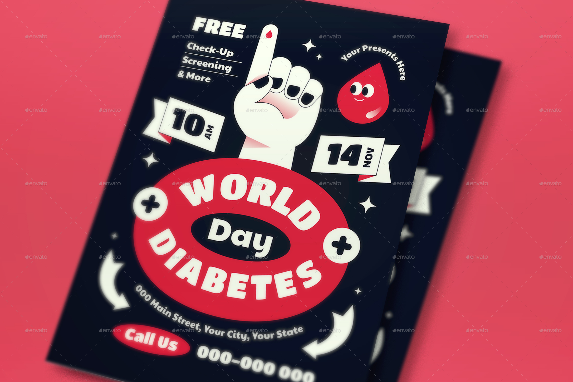 Flat Design World Diabetes Day Flyer Set, Print Templates | GraphicRiver