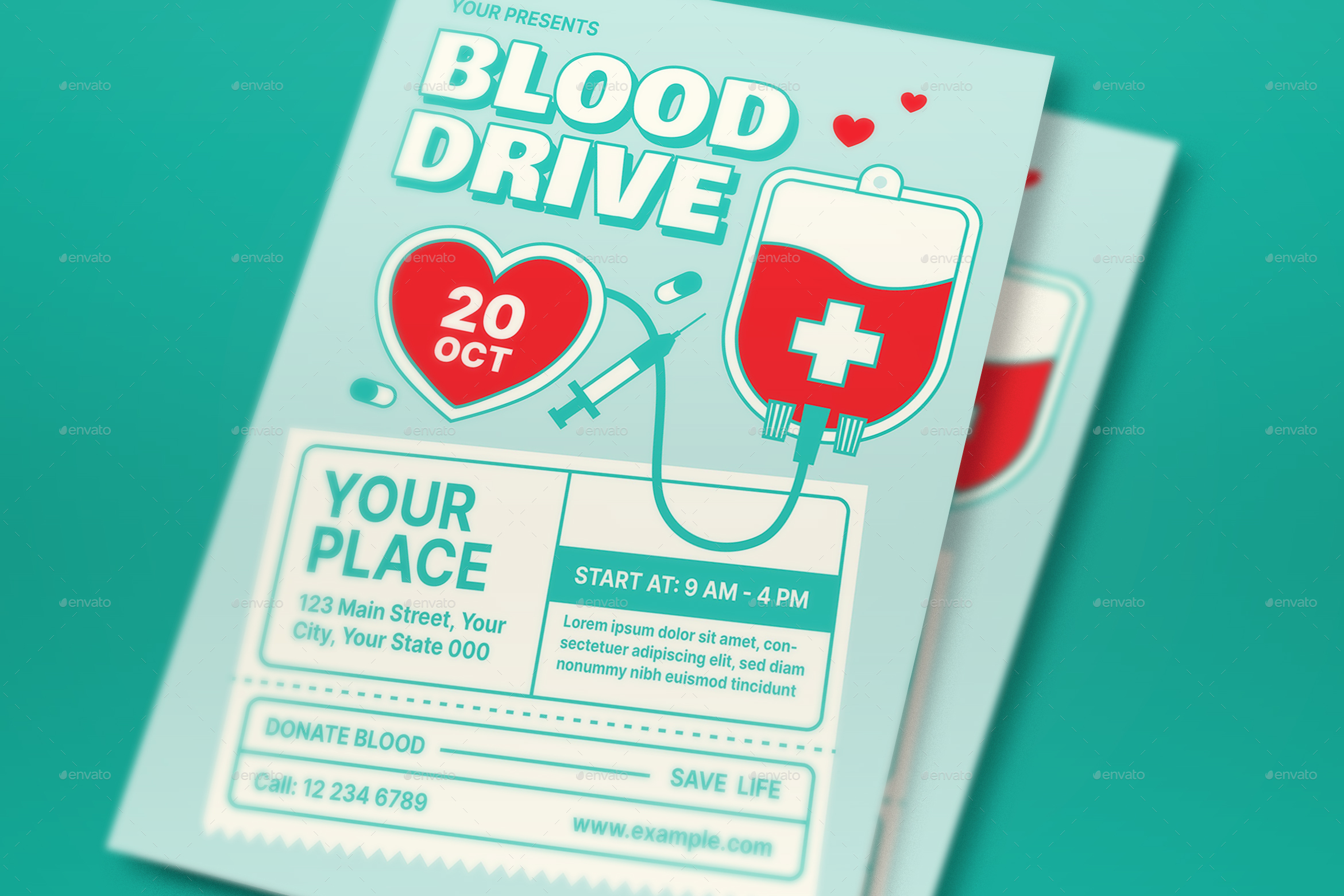 Modern Blood Drive Flyer Set, Print Templates | GraphicRiver