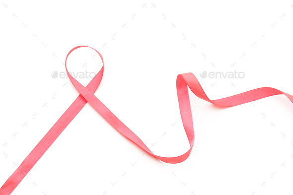 Curled pink ribbon isolated on white background Stock Photo by FabrikaPhoto