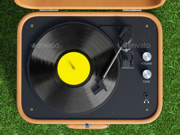 Vinyl player top view Stock Photo by hemul75 | PhotoDune