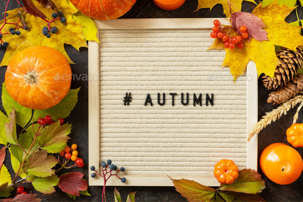 Autumn background with Autumn with hashtag letters and autumn message ...