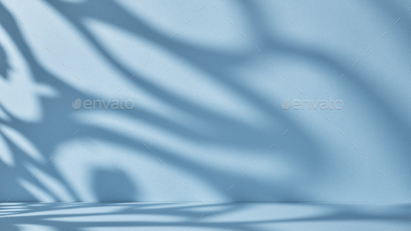 Backdrop for product presentation. Blue background with ornate shadows ...