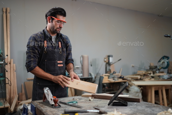 Carpenters Assembling Furniture, Small business in wood DIY workplace ...