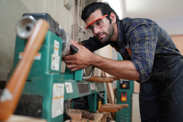 Carpenters Assembling Furniture, Small business in wood DIY workplace ...