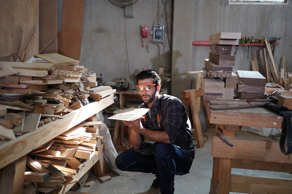 Carpenters Assembling Furniture, Small business in wood DIY workplace ...