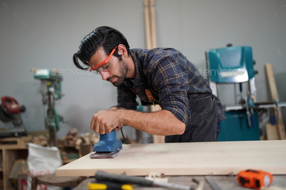 Carpenters Assembling Furniture, Small business in wood DIY workplace ...