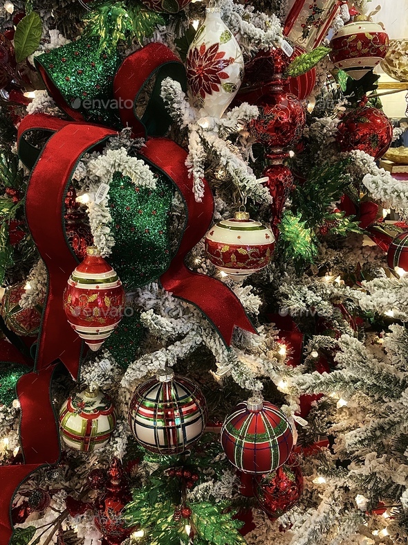 Christmas ornaments and decorations galore! Stock Photo by aasarwar