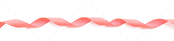 Curled pink ribbon isolated on white background Stock Photo by FabrikaPhoto