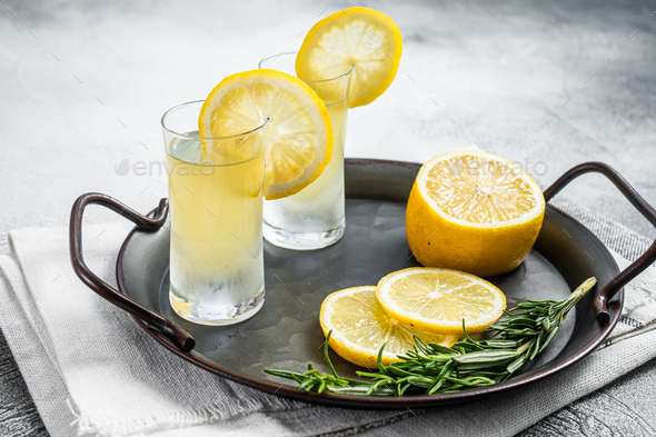 Traditional italian limoncello liqueur, lemon alcohol Digestive with ...