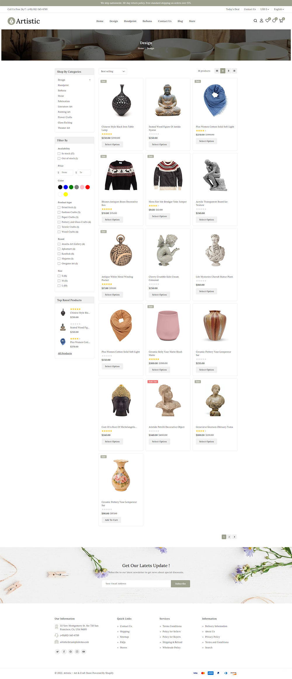 Artistic - Art & Craft Store Shopify Responsive Theme by codezeel ...