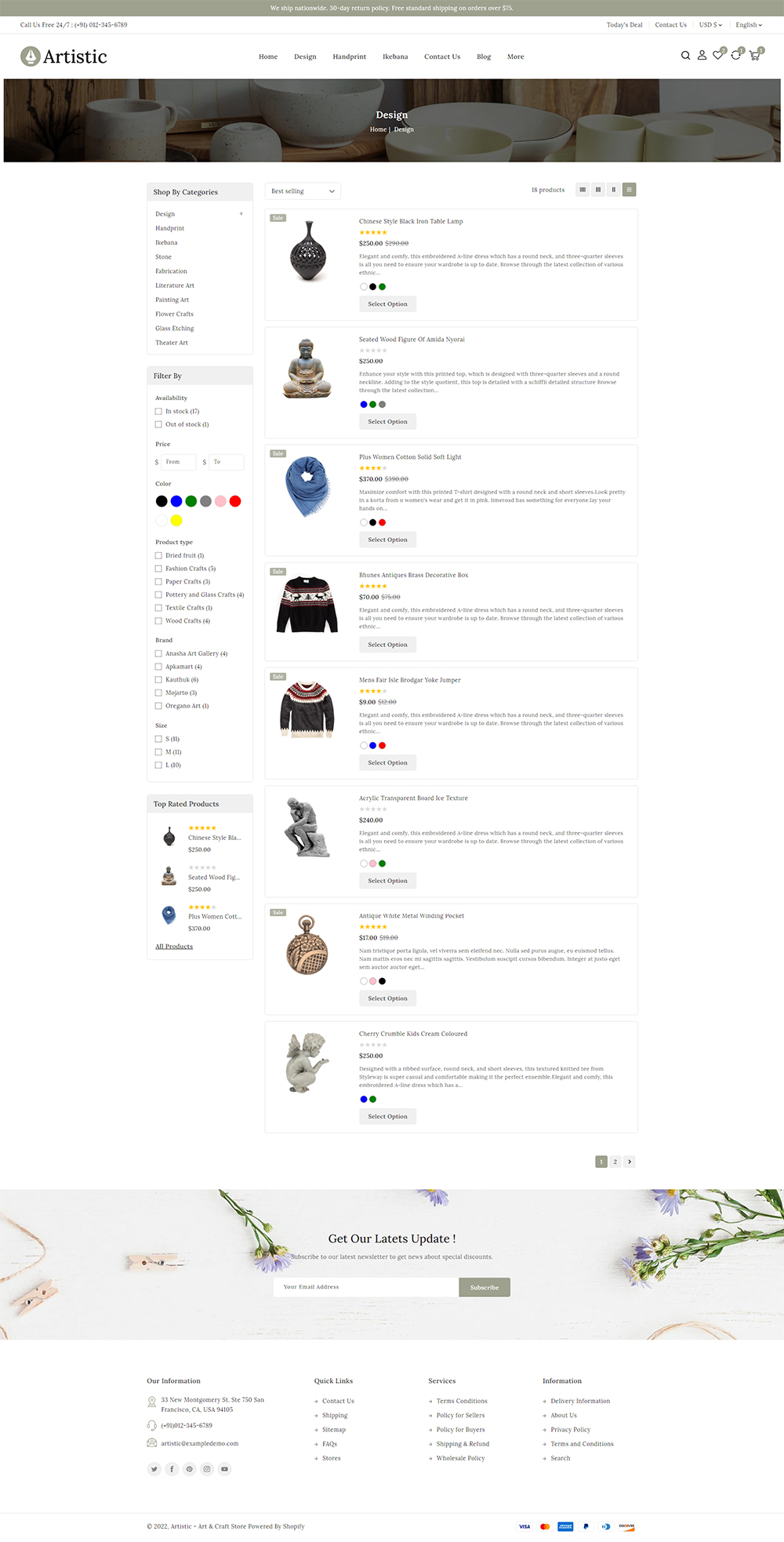 Artistic - Art & Craft Store Shopify Responsive Theme by codezeel ...