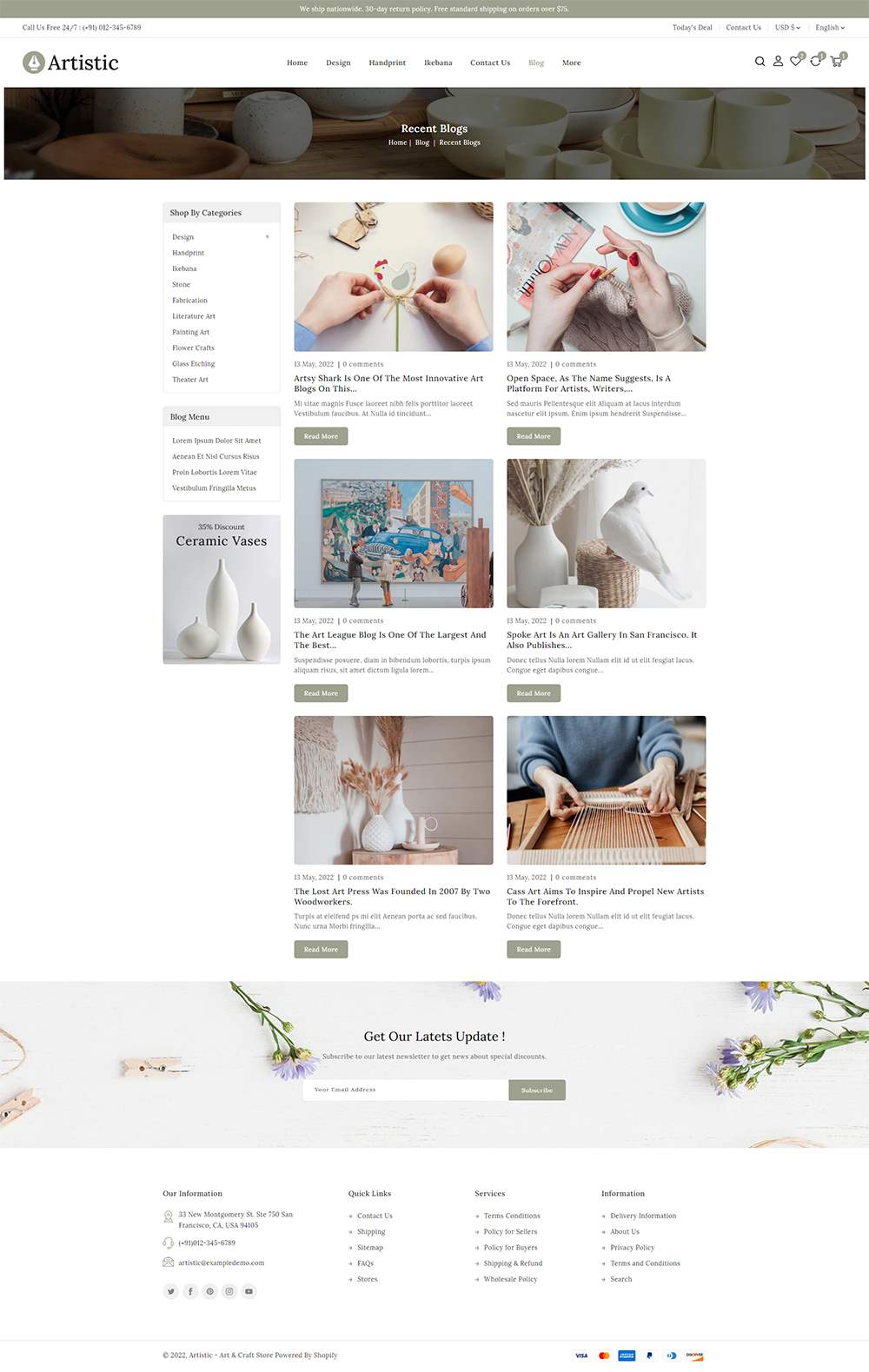 Artistic - Art & Craft Store Shopify Responsive Theme by codezeel ...