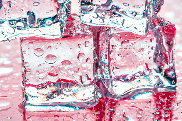 Ice cubes on pink background Stock Photo by FabrikaPhoto | PhotoDune