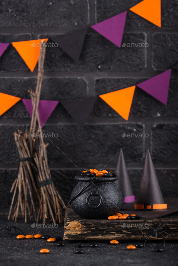 Halloween background with witches hat Stock Photo by furmanphoto ...
