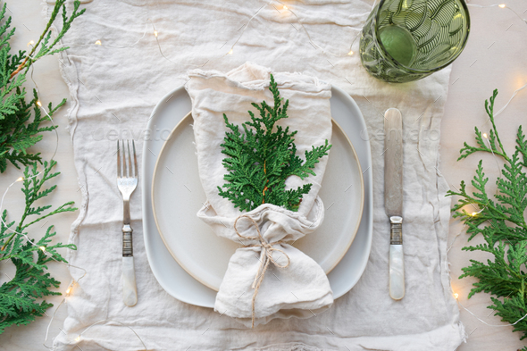 Christmas dinner plate setting Stock Photo by JulieAlexK | PhotoDune