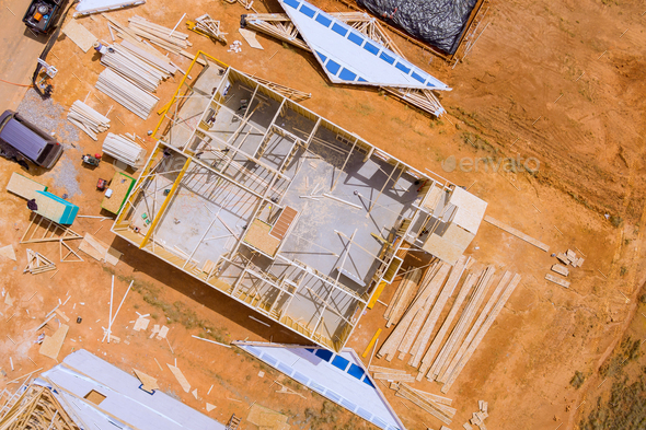 View from an aerial perspective of construction development of an ...