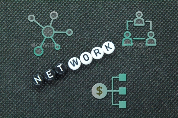 the word network on a white and black circle and its icon Stock Photo ...