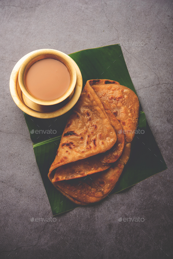 Chai Paratha - Hot Tea served with Flatbread is a traditional simple ...