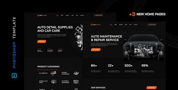 ProMotors – Car Service and Detailing Template for Photoshop by merkulove