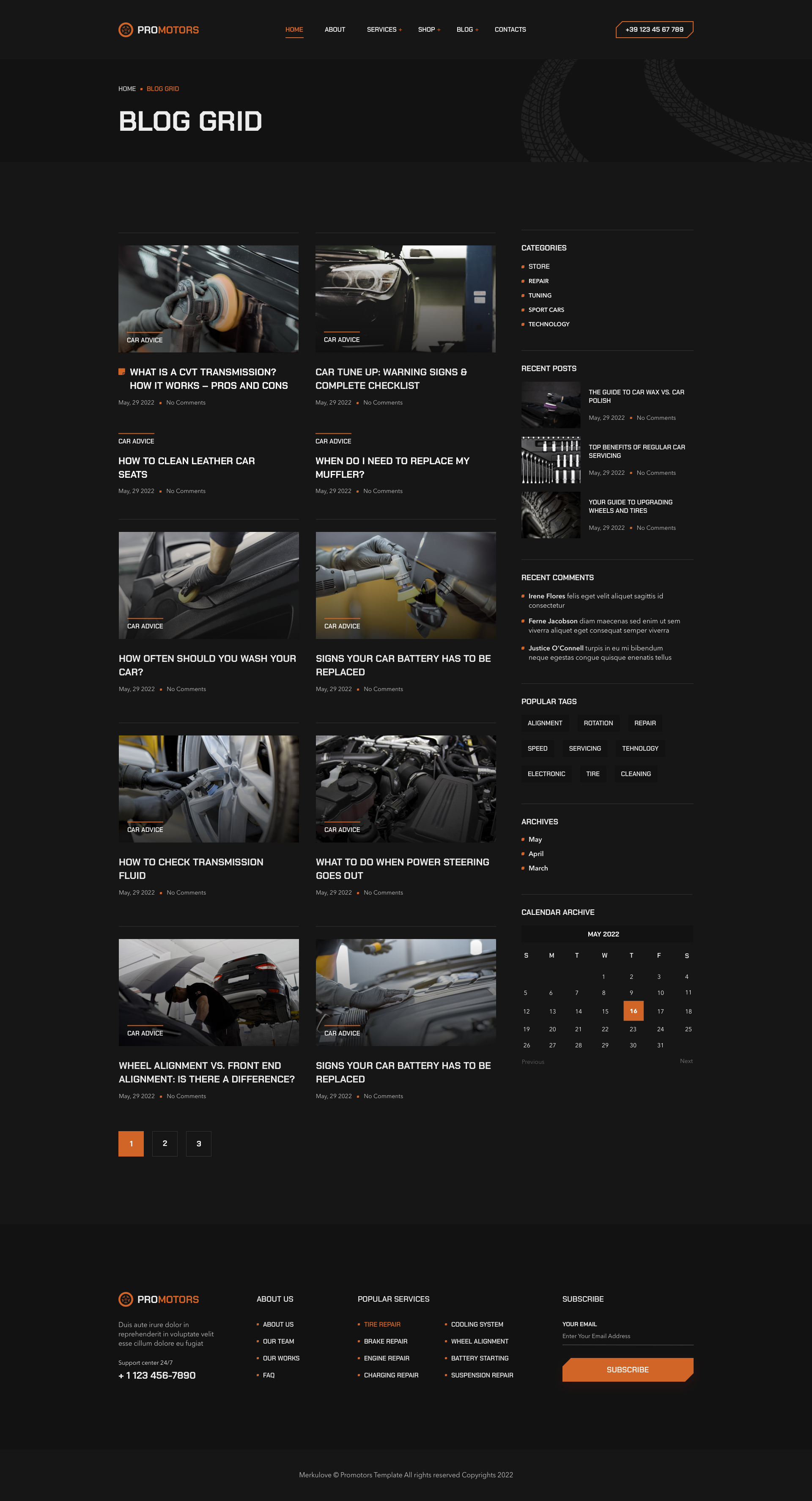 ProMotors – Car Service and Detailing Template for Photoshop by merkulove