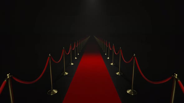 Seamless loop animation with the red carpet. lighted by the flashlights ...