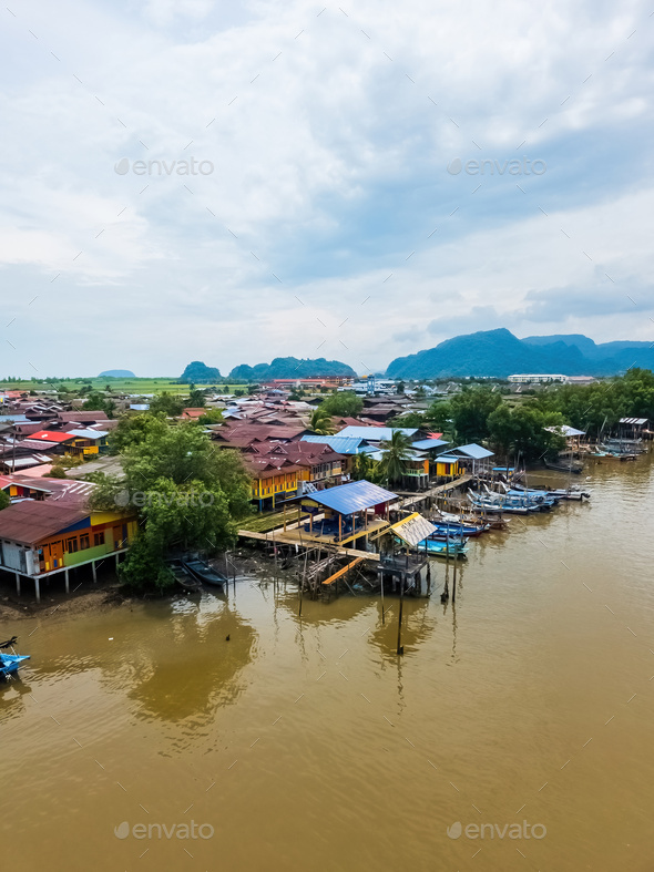 Perlis, Malaysia - Aug 6, 2022: Fishing village in Kuala Perlis. Stock ...