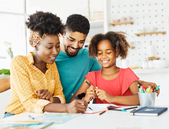 homework teaching girl mother education father children daughter ...