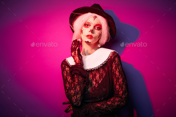 Witch in Halloween costume with grey hair Stock Photo by sunapple ...