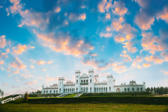 Kosava, Belarus. Summer Sun Shine Above Kosava Castle. Puslowski Palace ...