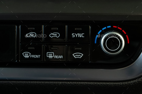 Climate control unit in the new car close Stock Photo by Yakov_Oskanov