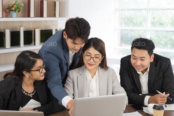 Business Asian people in formal suit meeting and working together in ...