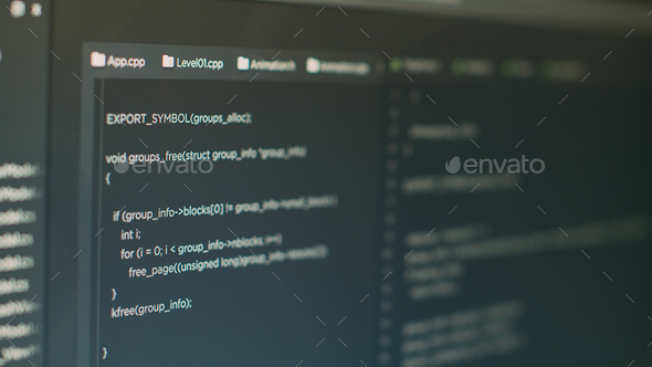 Program code and online cloud database on computer screen Stock Photo by DC_Studio