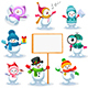 Set Of Cute Snowman Characters In Various Poses, Vectors | GraphicRiver